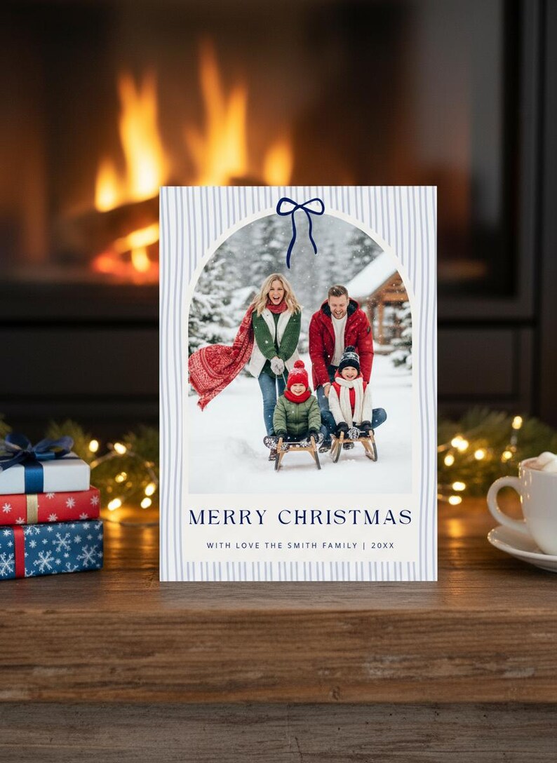 Vintage Christmas Cards - Editable Holiday Photo Cards, Blue Christmas ...