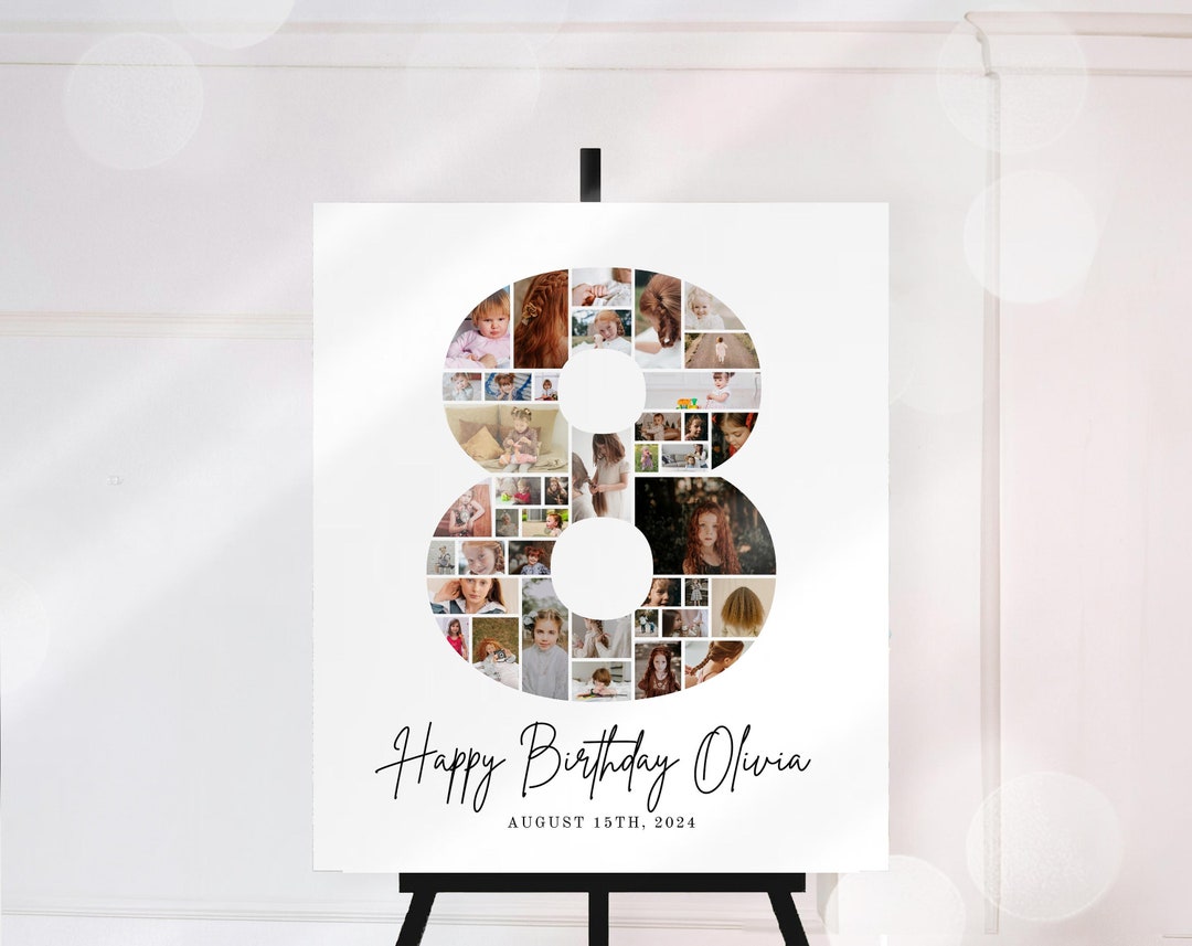8th Birthday Photo Collage: Editable Milestone Poster (digital Download ...