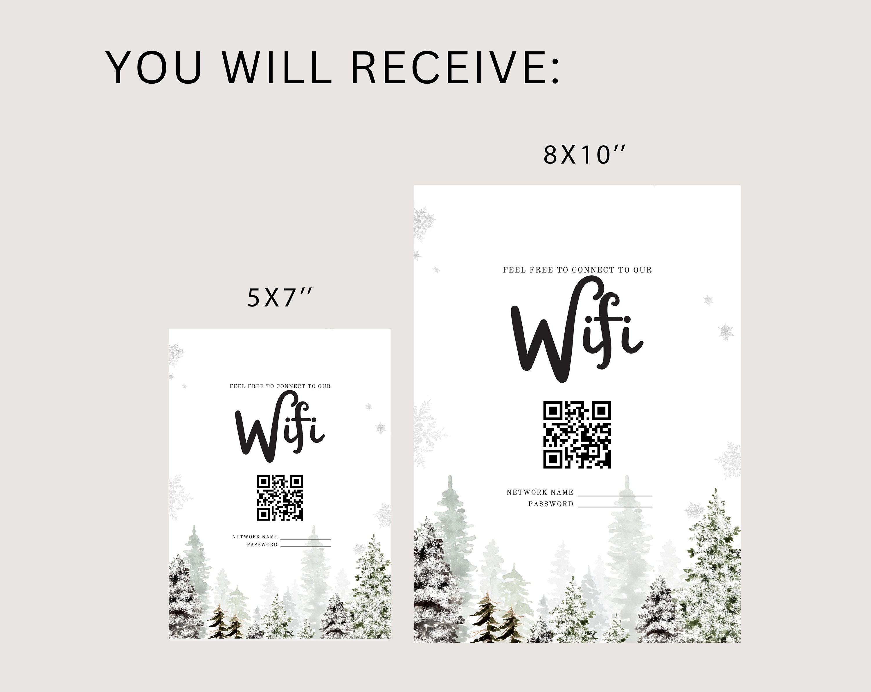 Editable Winter Woodland Baby Shower Wifi QR Code Sign Baby - Etsy