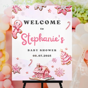 Editable Gingerbread Baby Shower Welcome Sign, Girl Baby Shower Welcome ...