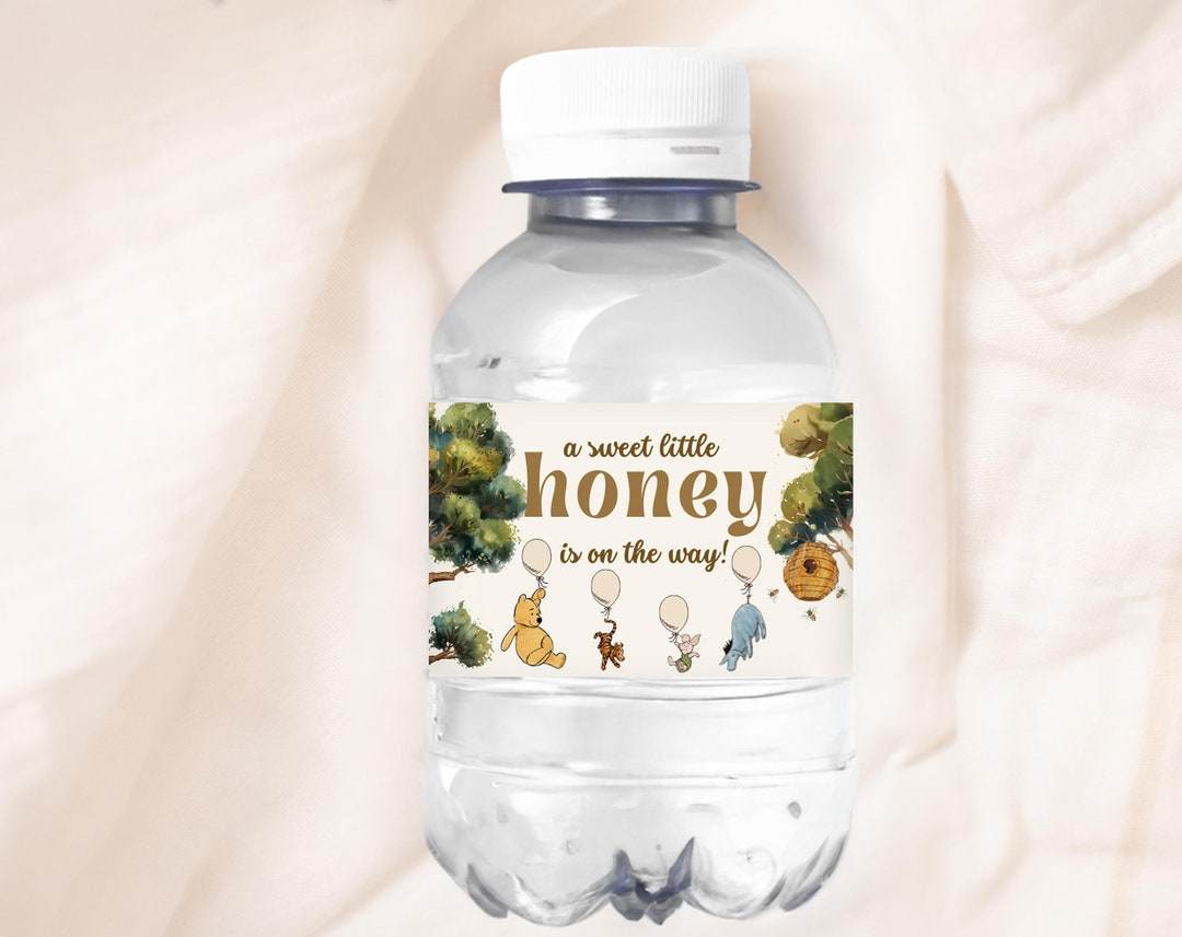 Classic Winnie the Pooh Baby Shower Bottle Label, Winnie the Pooh Water ...
