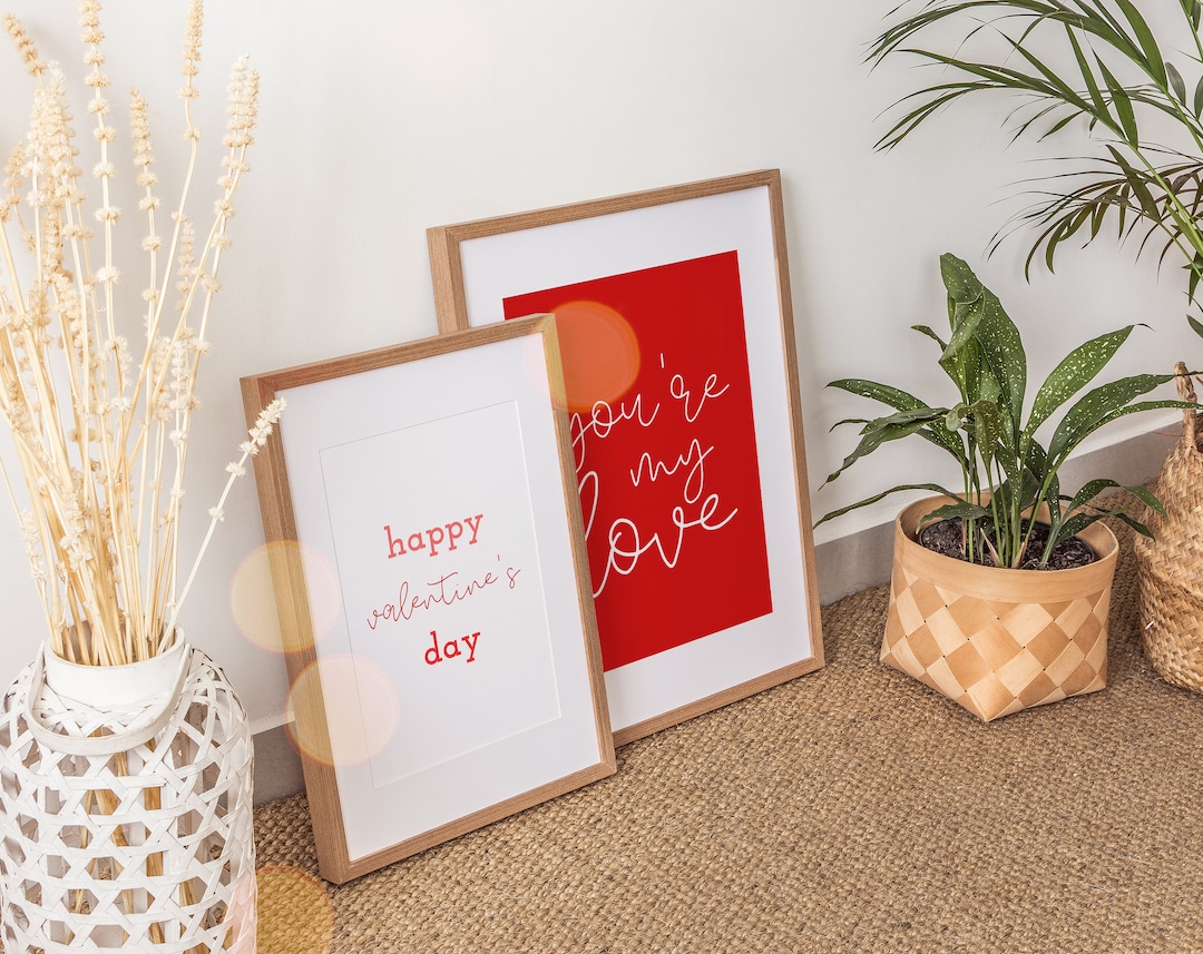 Modern Valentines Day Wall Art Set, Valentines Digital Prints ...