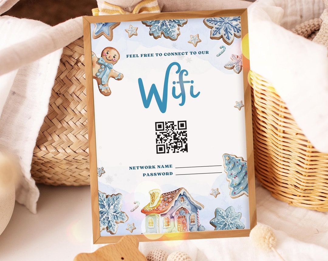 Editable Christmas Gingerbread Man Baby Shower Wifi QR Code - Etsy