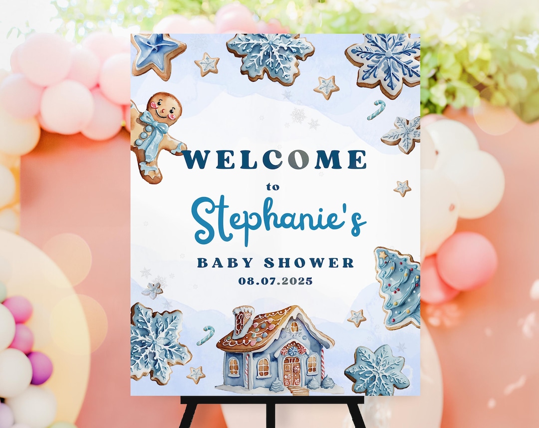 Editable Gingerbread Baby Shower Welcome Sign, Gingerbread Man Baby ...