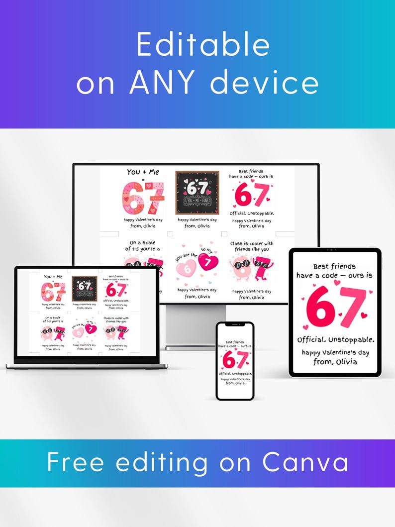 Printable Valentines Cards for Kids, Editable School Valentine's (canva ...