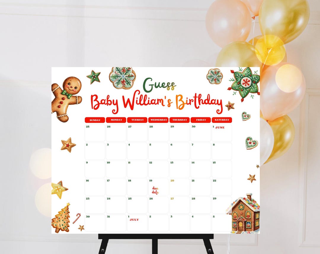 Gingerbread EDITABLE Guess Babys Due Date Game, Gingerbread House Baby ...