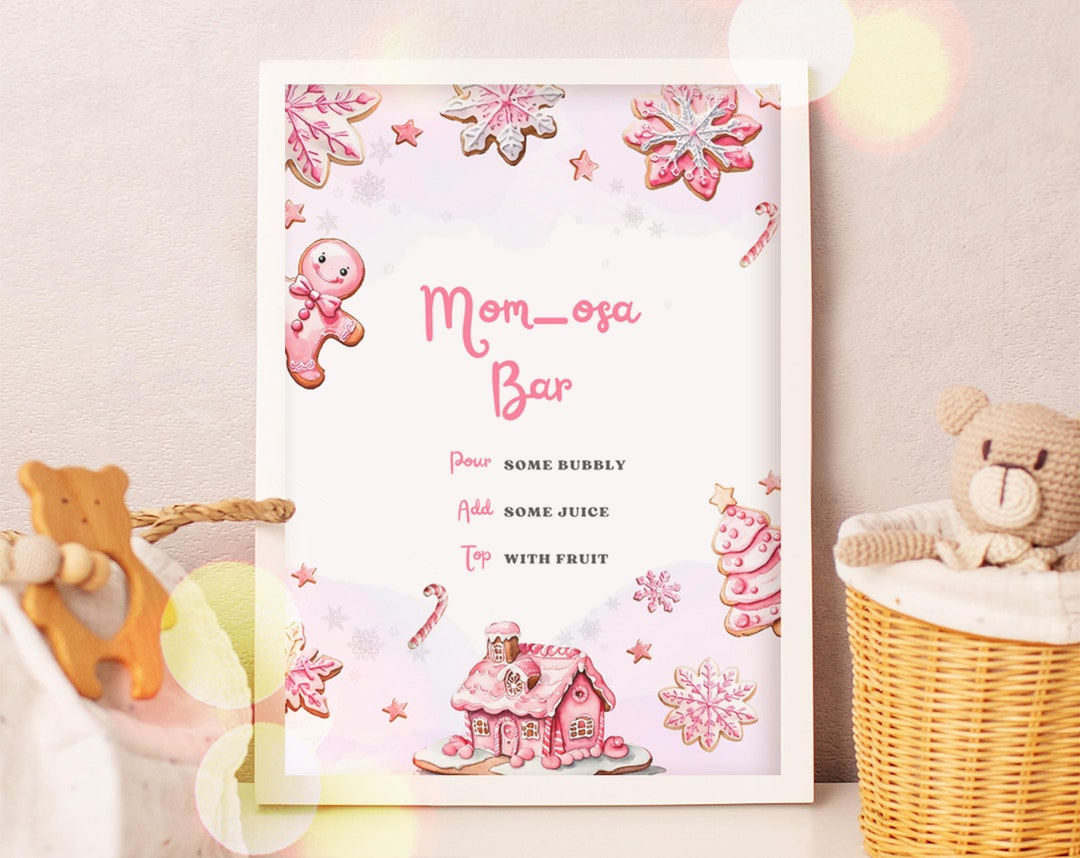 Gingerbread Baby Shower Momosa Bar Sign, Christmas Cookie Baby Shower ...