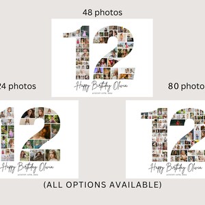 Editable 12th Birthday Photo Collage Poster Template (digital Download ...