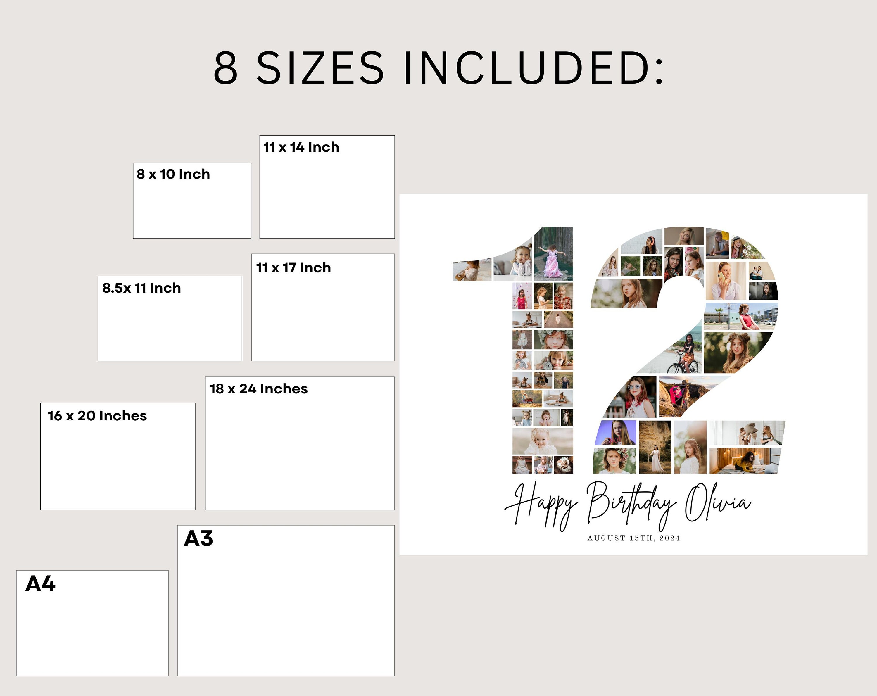 Editable 12th Birthday Photo Collage Poster Template (digital Download ...