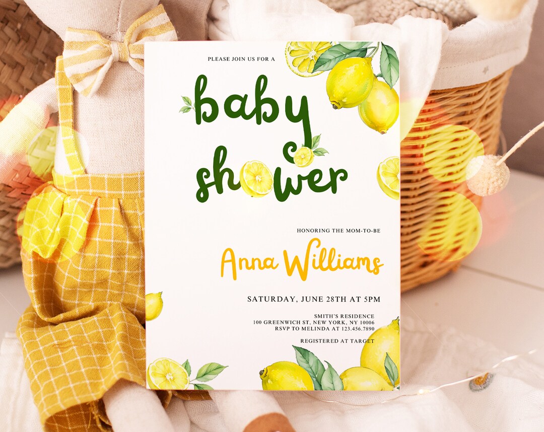 Editable Lemon Baby Shower Invitation, Printable Baby Shower Invite ...