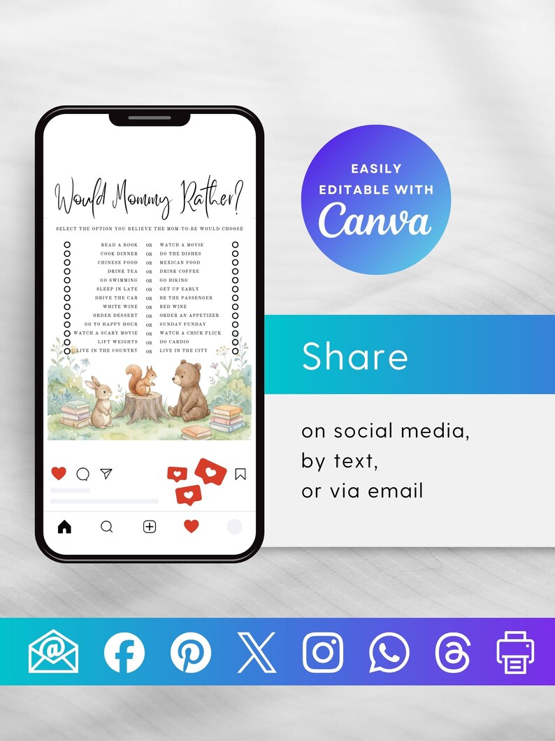 Storybook Baby Shower Games and Signs Bundle, Editable Canva Templates ...