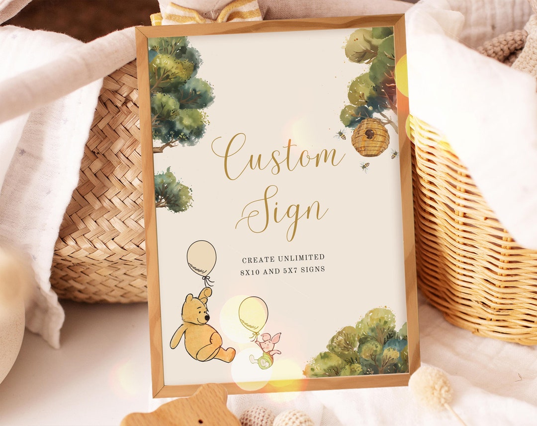 Winnie the Pooh Baby Shower Custom Sign, Classic Winnie the Pooh Baby ...