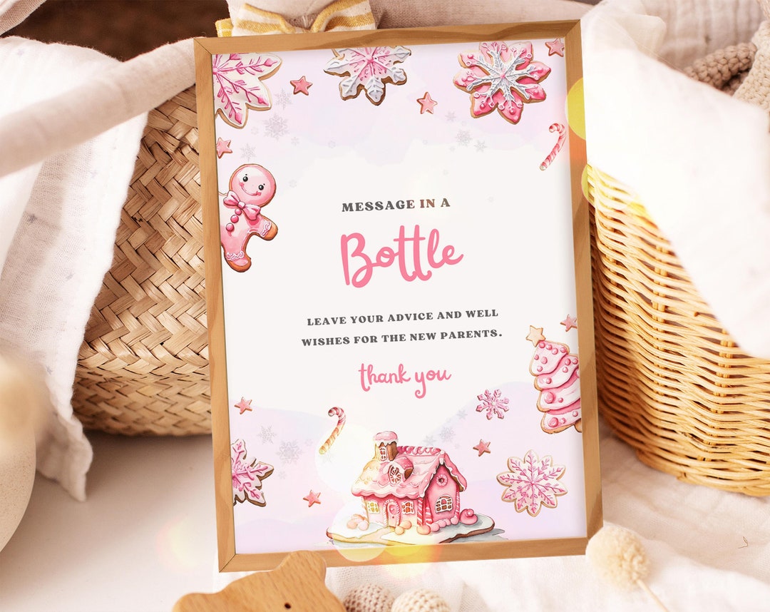 Gingerbread Man Baby Shower Message in a Bottle Sign Girl - Etsy