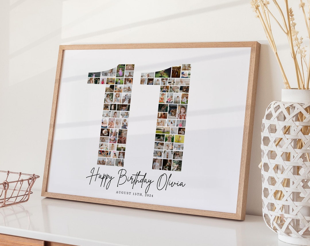 Editable 11th Birthday Photo Collage, Number 11 Photo Poster, 11th ...