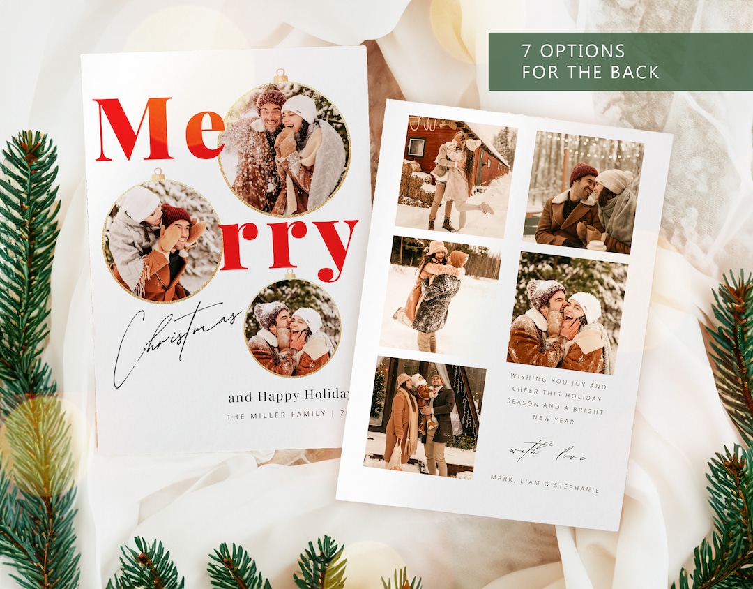 EDITABLE Christmas Card, Family Christmas Photo Collage, Christmas ...