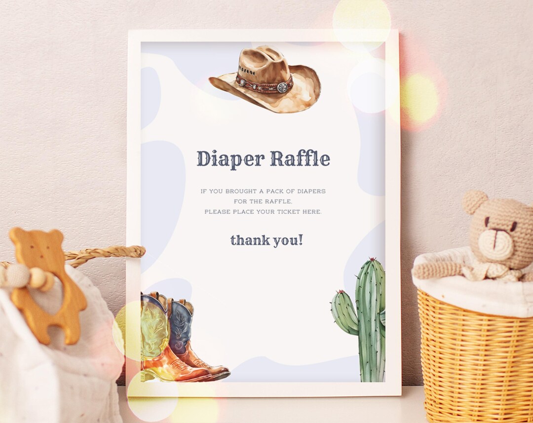 Cowboy Diaper Raffle Baby Shower Game, Western Baby Shower Diaper ...