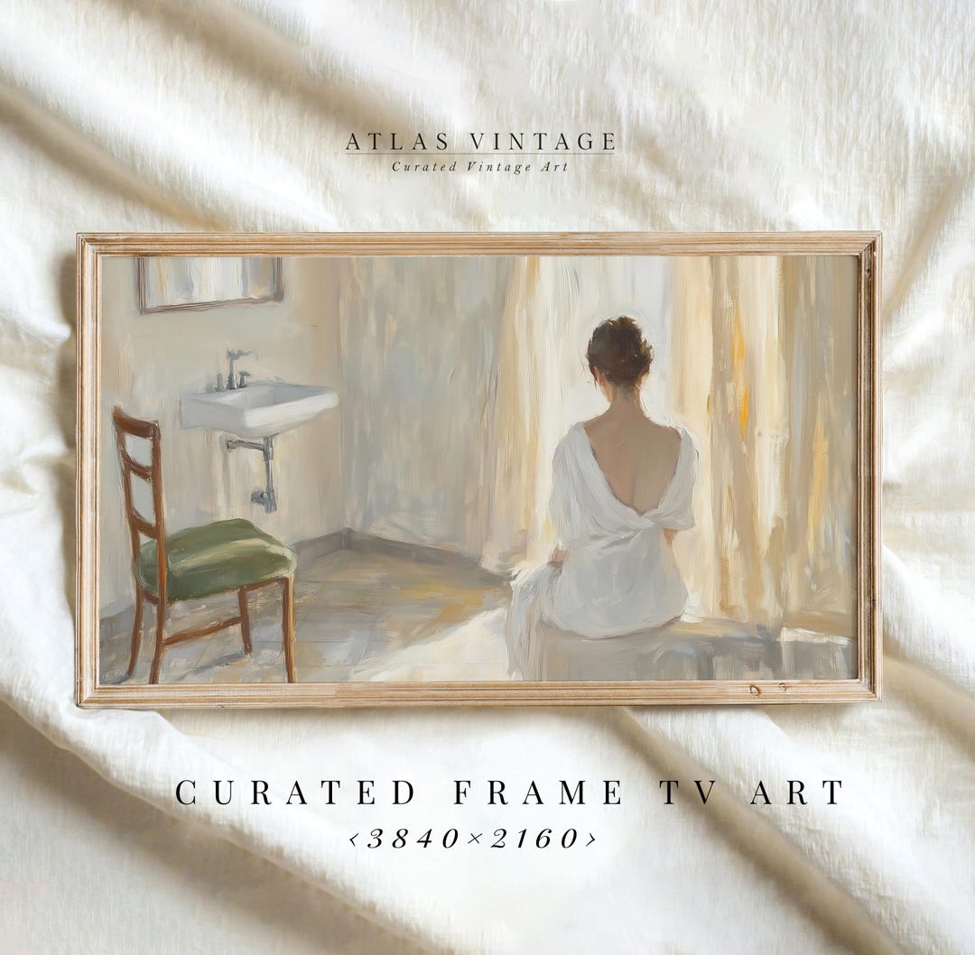 Vintage Woman Portrait Frame Tv Art, Moody Impressionist Samsung Tv Art ...