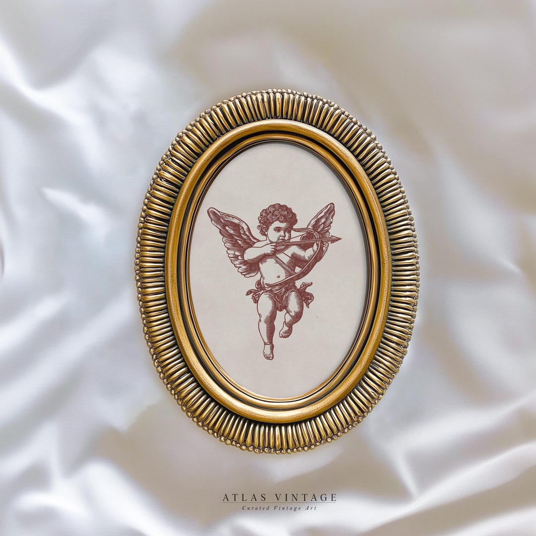 Vintage Valentines Day Print, Cupid Sketch Printable Wall Art, Cherub ...