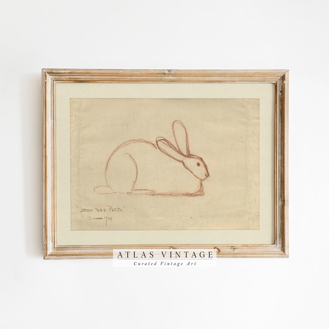 Vintage Easter Bunny Print, Country Farmhouse Printable Wall Art ...