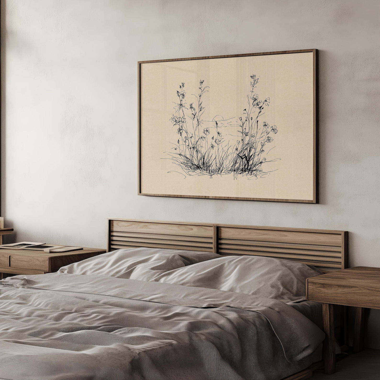 Wildflower Drawing Print, Minimalist Botanical Sketch (digital Download ...