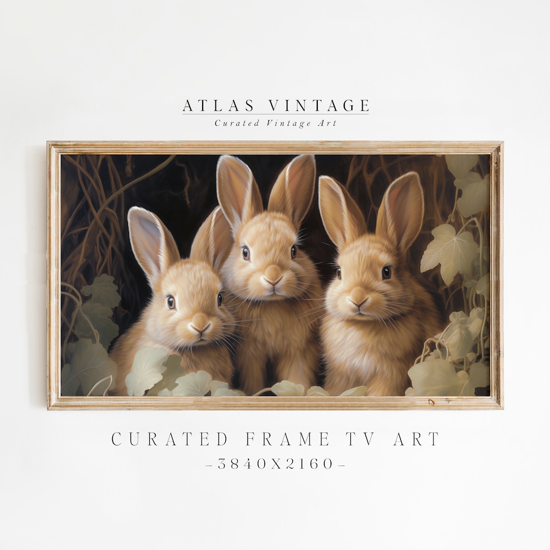 Vintage Easter Bunnies Frame TV Art, Antique Spring Rabbit Samsung ...