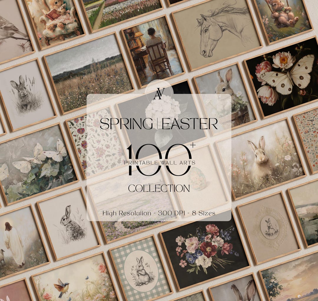 Vintage Easter Prints, Spring Gallery Wall Set, Easter Printable Wall ...