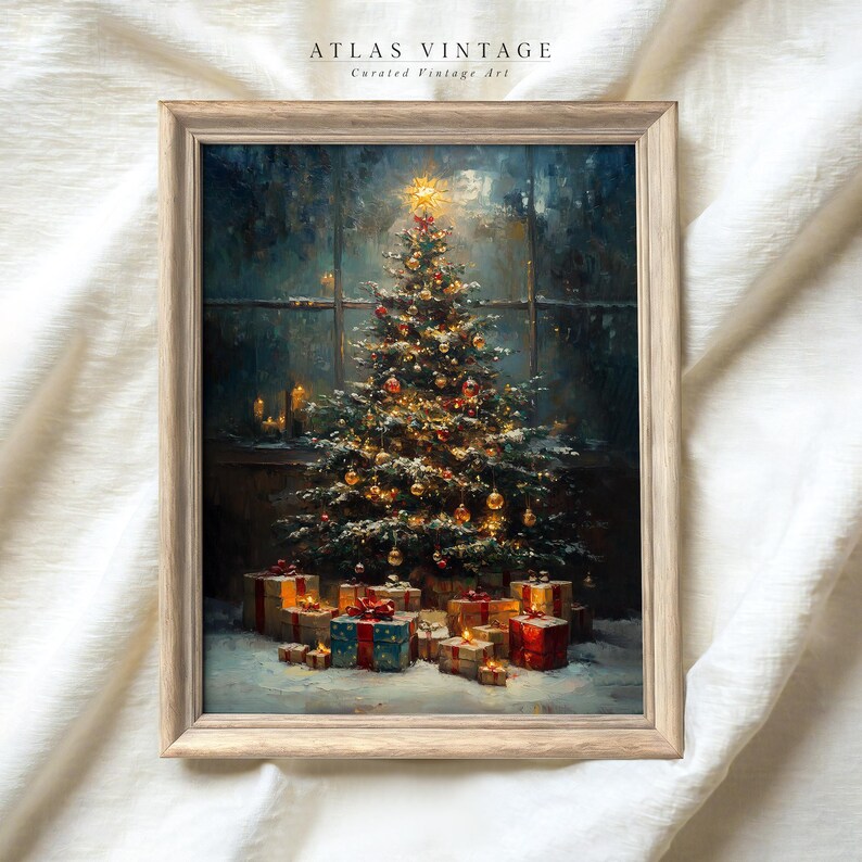 Vintage Christmas Tree Print, Cottagecore Holiday Decor (digital ...