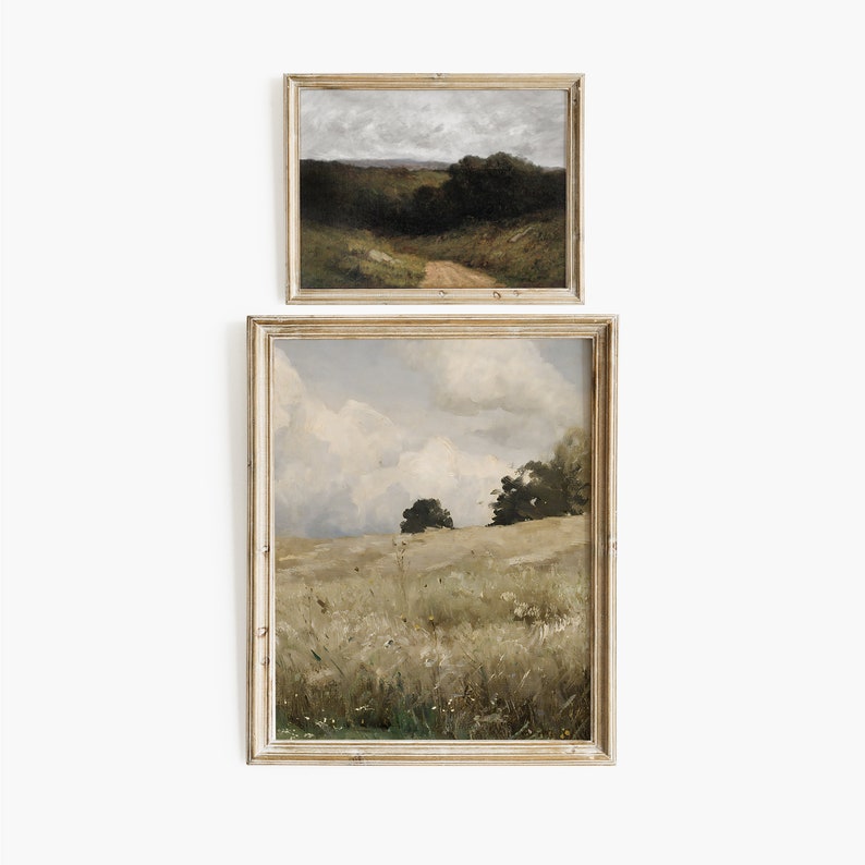 Vintage Muted Landscape Print Set, French Country Gallery Wall (digital ...