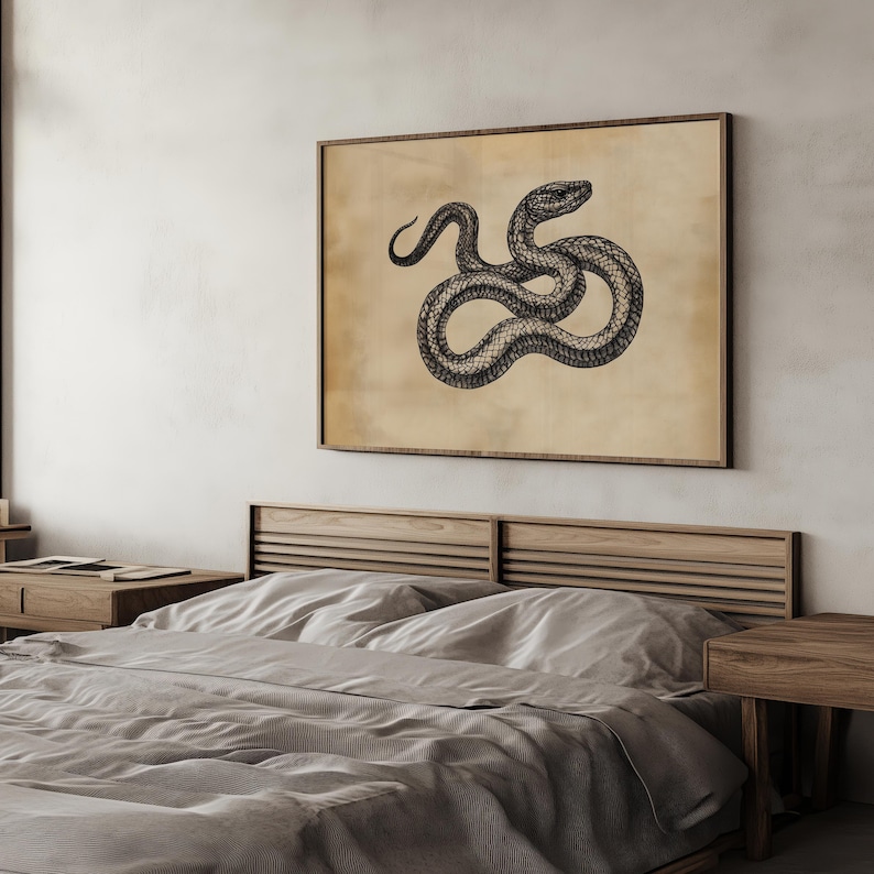 Vintage Snake Drawing Print, Gothic Halloween Decor (digital Download ...