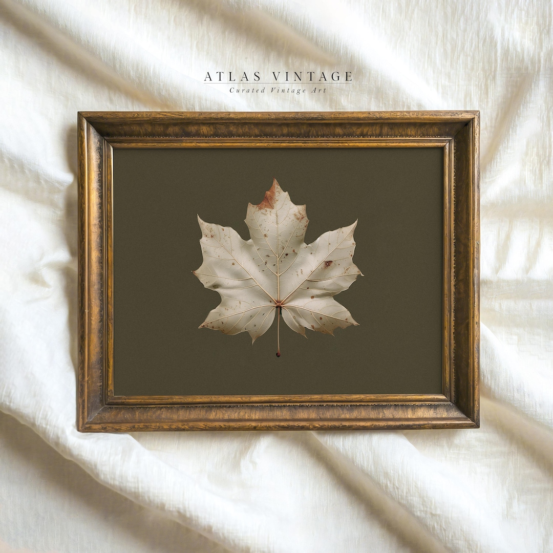 Vintage Fall Leaf Print | Neutral Rustic Farmhouse Printable Wall Art ...