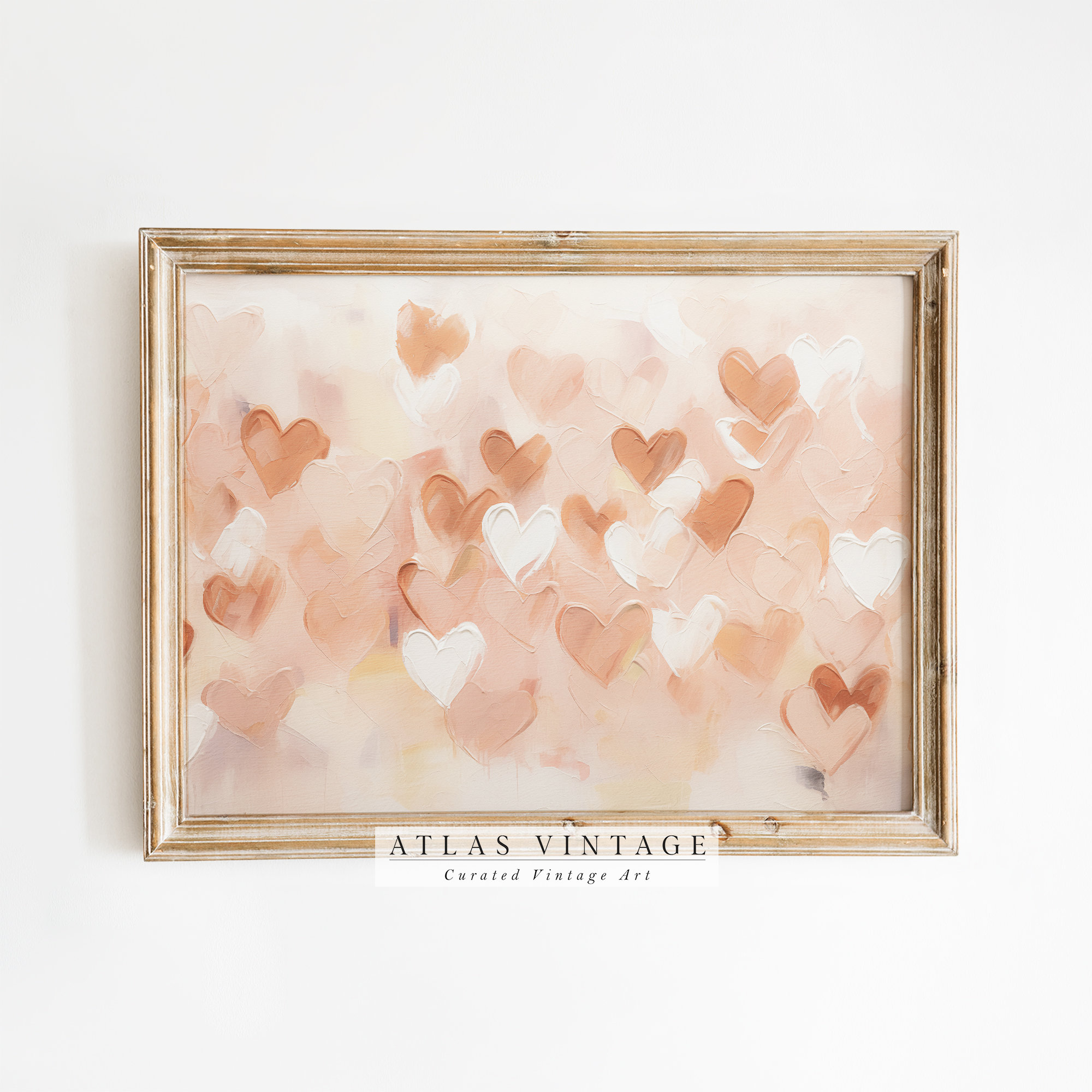 Pink Heart Valentine Day Print, Vintage Valentines Day Decor, Romantic ...