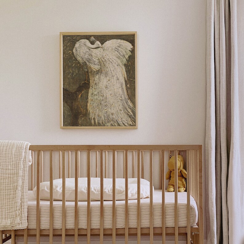 Vintage White Peacock Art Print, Antique Bird Poster (digital Download ...