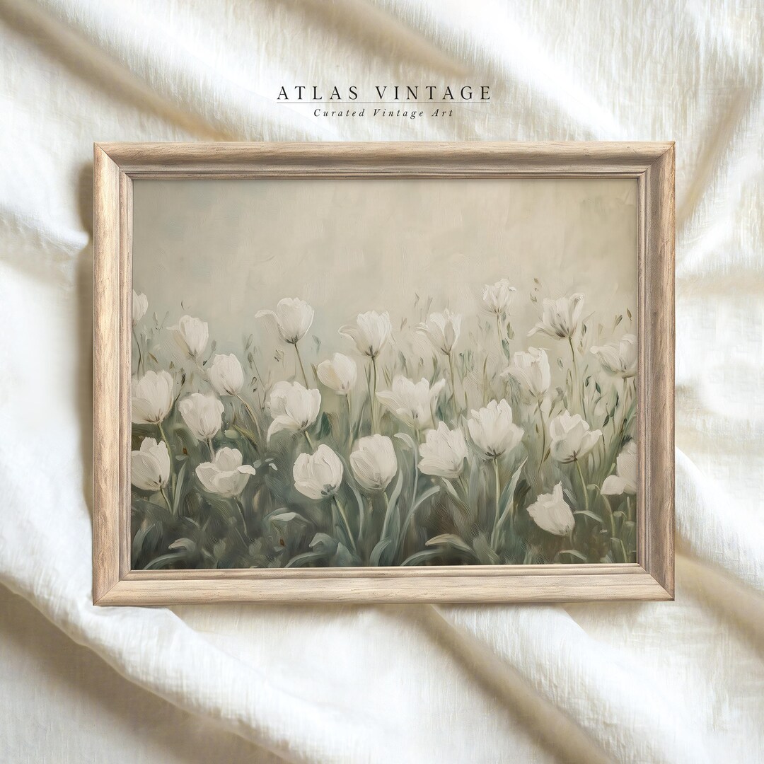 Vintage White Tulip Print, Neutral Botanical Art (digital Download) - Etsy