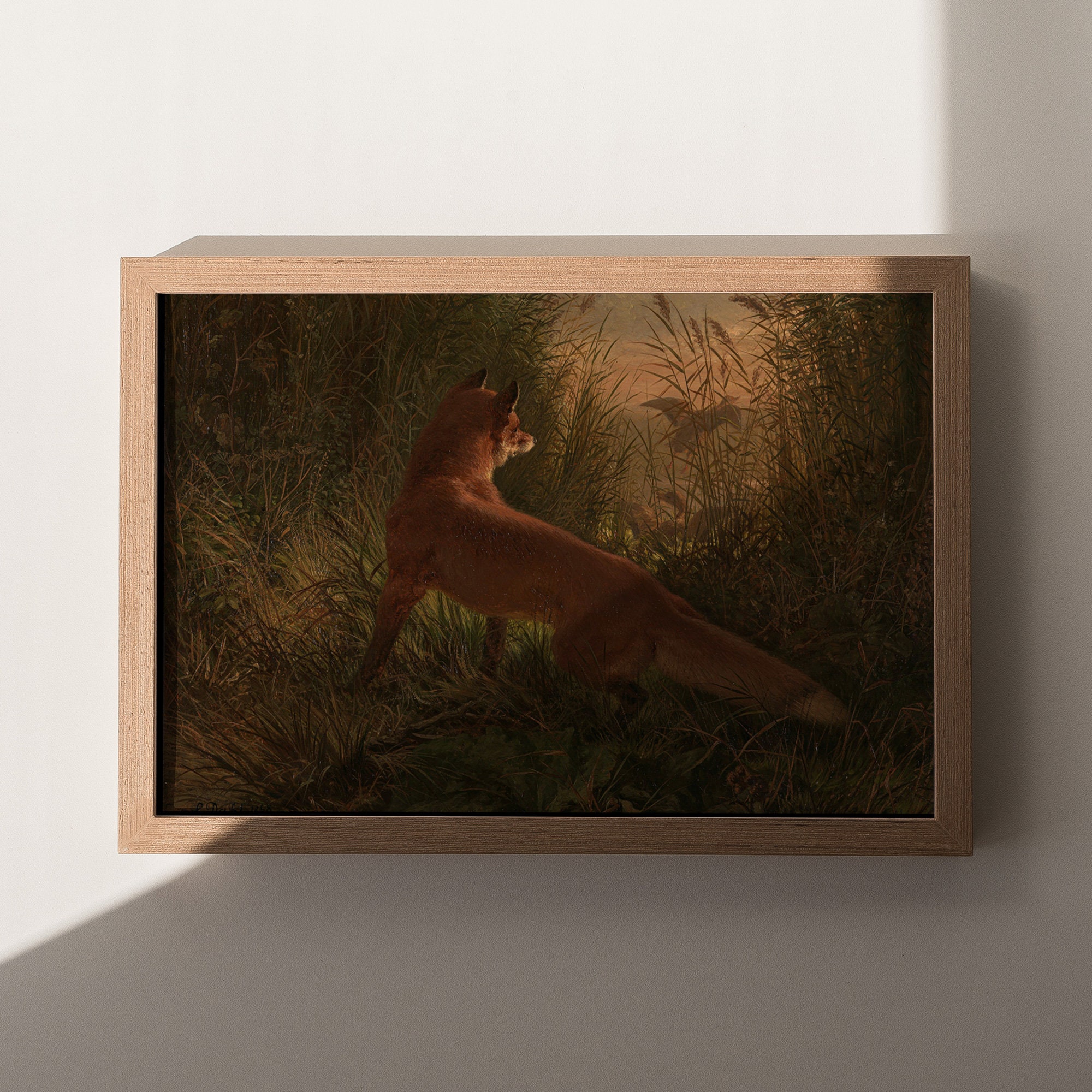 Vintage Fox Print Antique Fox Oil Painting Farmhouse Wall Art Nursery ...