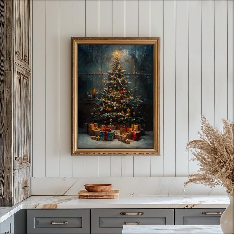 Vintage Christmas Tree Print, Cottagecore Holiday Decor (digital ...