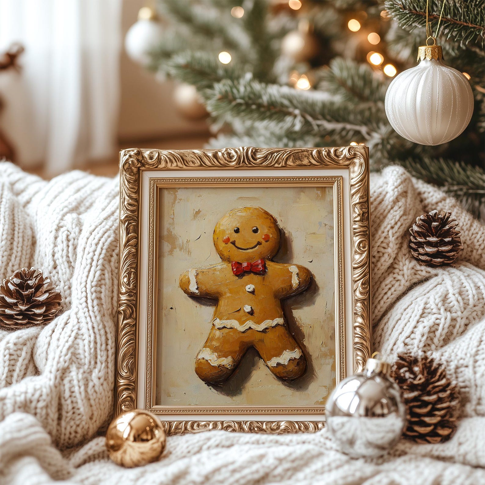 Vintage Gingerbread Man Christmas Print, Festive Holiday Wall Art ...