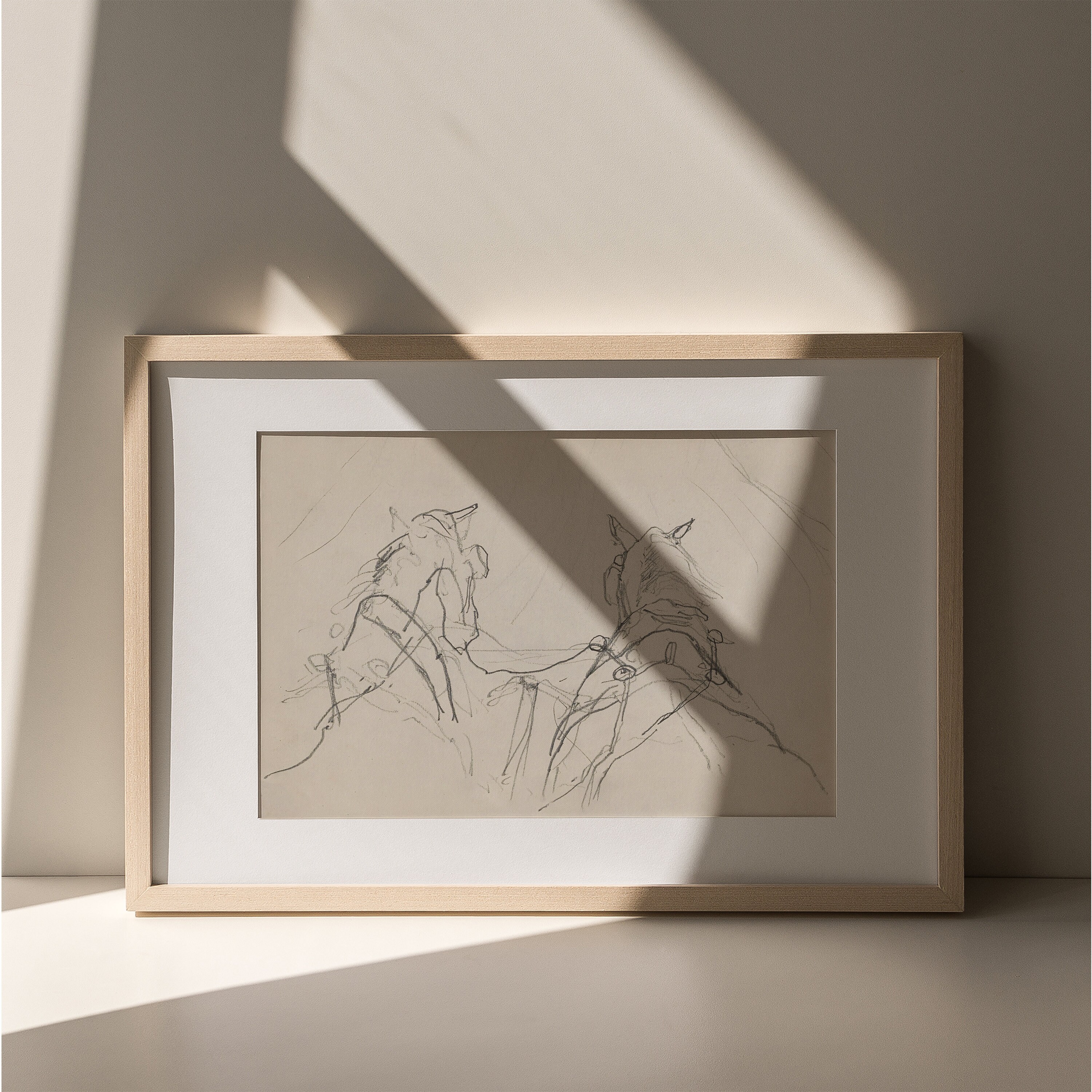 Vintage Modern Horse Sketch Art Print, Minimalist Neutral Drawing ...