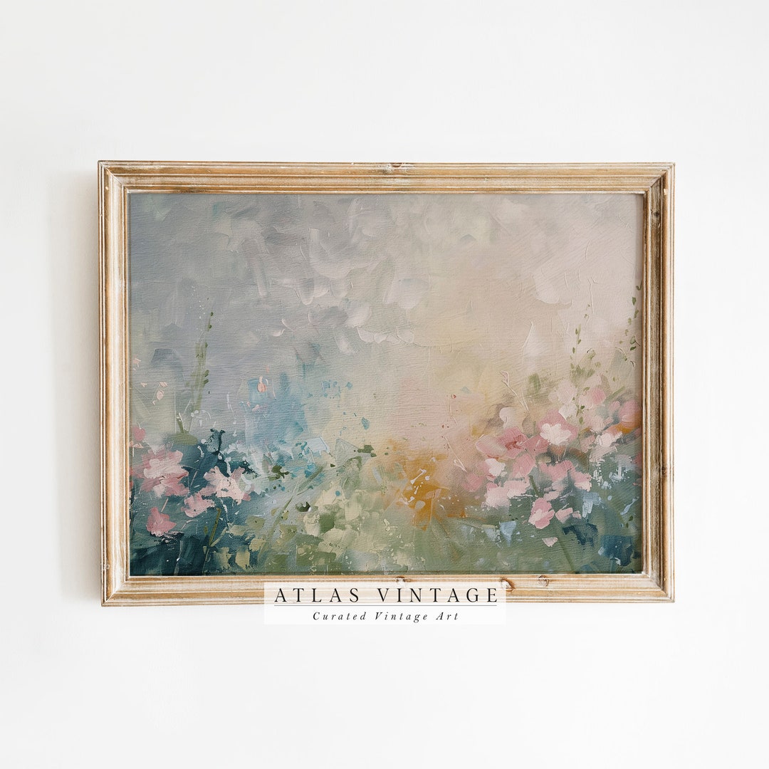 Abstract Spring Landscape Print, Colorful Flower Field Summer Décor ...