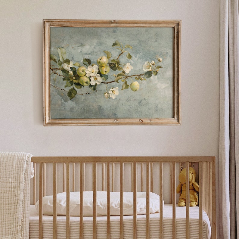 Vintage Apple Blossom Print, Rustic Farmhouse Wall Art (digital ...