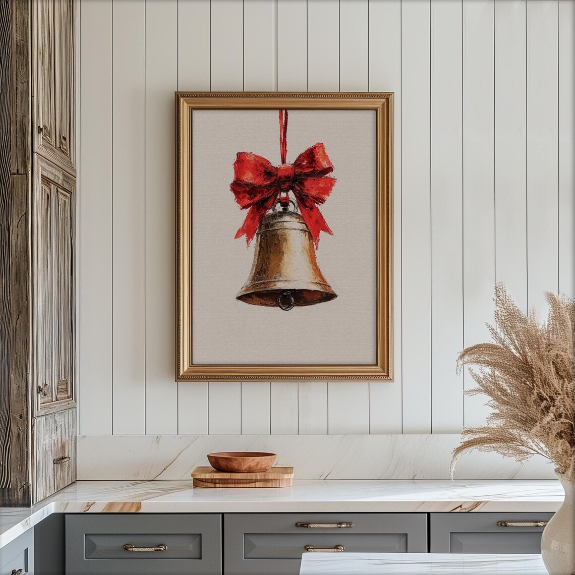 Vintage Christmas Bells Oil Painting Print, Antique Winter Decor ...