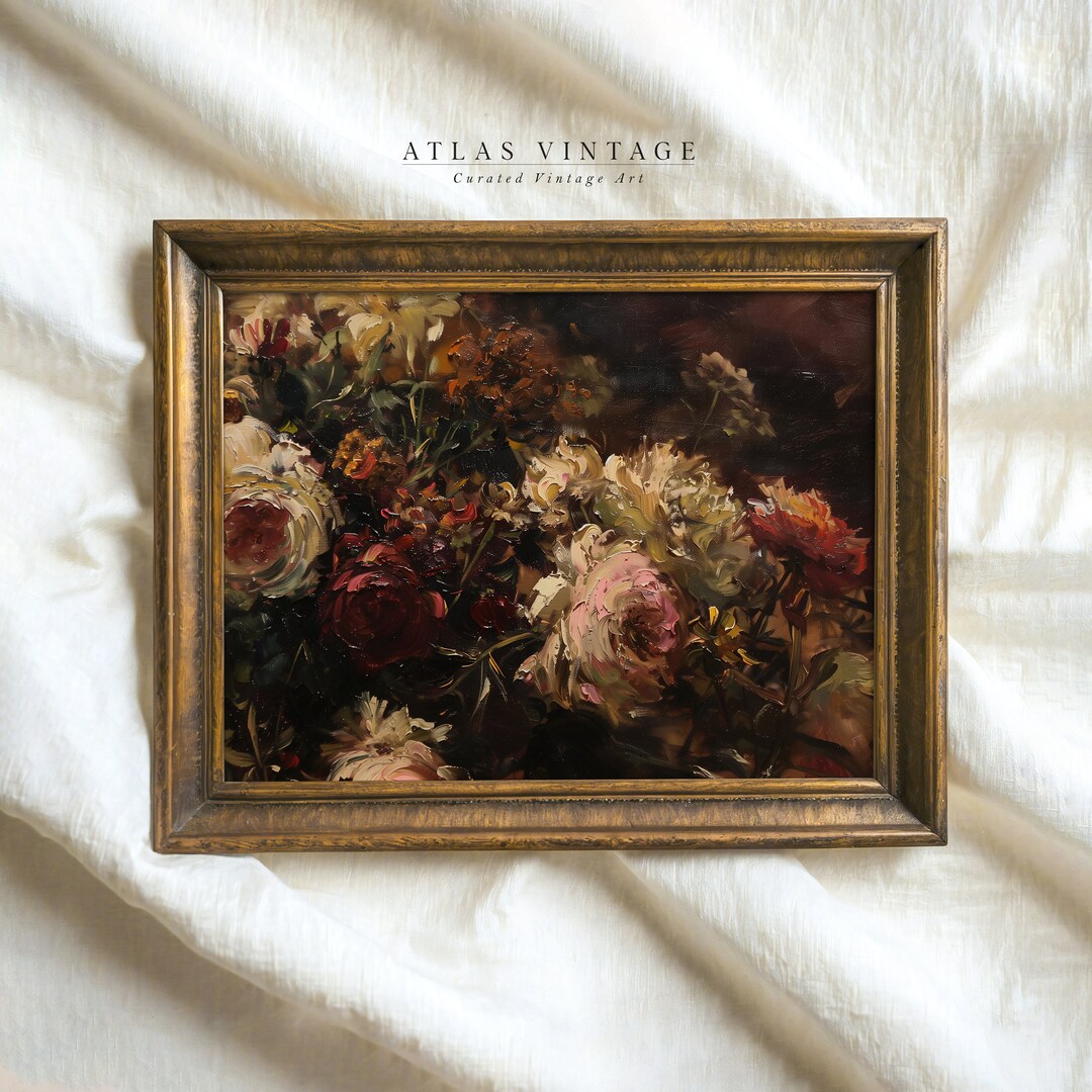 Vintage Fall Floral Print | Dark Autumn Flower Painting | Moody ...