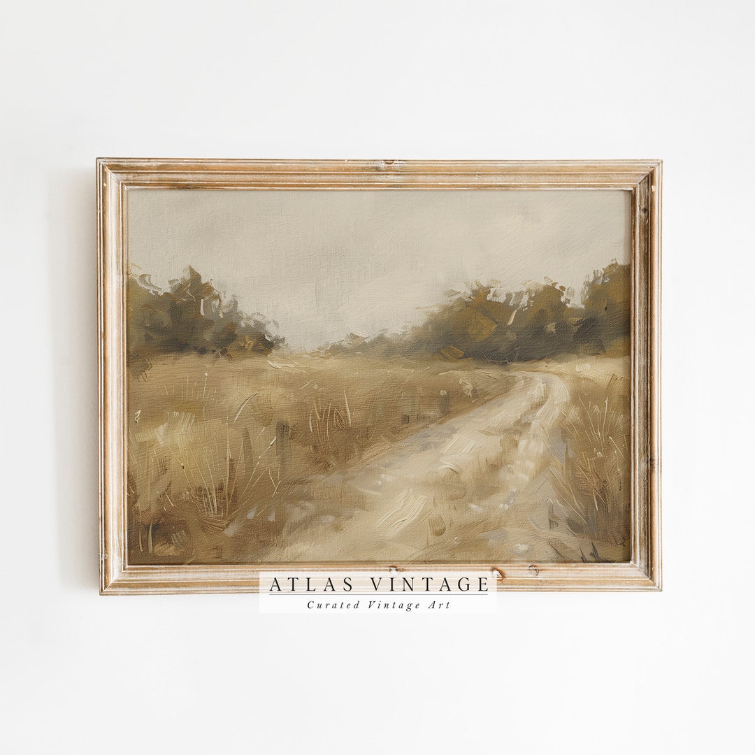 Vintage Countryside Road Landscape Print, Antique Spring Scenery ...