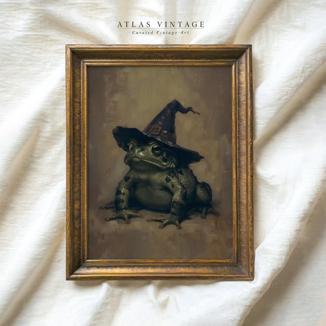 Vintage Witch Toad Print, Gothic Halloween Printable Wall Art, Dark ...