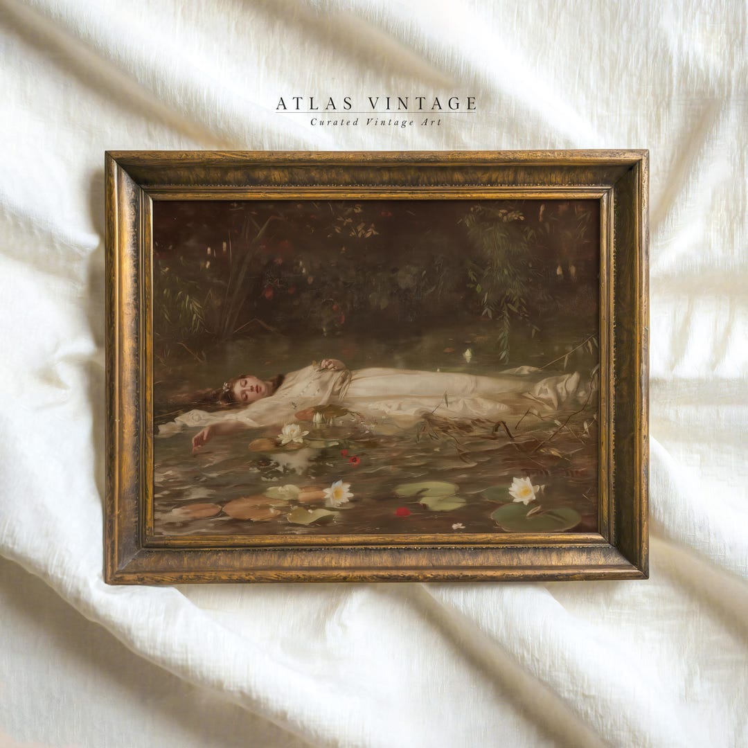 Vintage Ophelia Printable Wall Art, Antique Woman Portrait Dark ...