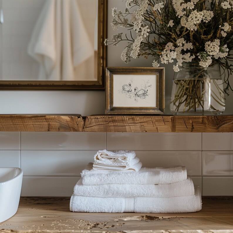 Swan Couple Sketch Print, Minimalist Bird Line Art (digital Download ...