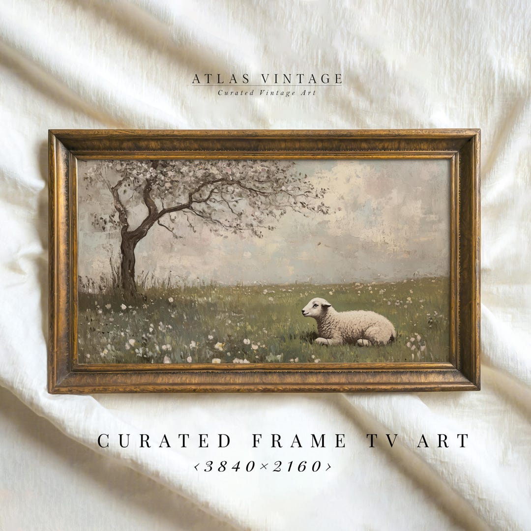 Vintage Spring Easter Lamb Samsung Frame Tv Art, Pastoral Sheep ...