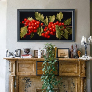 Vintage Red Holly Berry Christmas Frame TV Art (digital Download) - Etsy