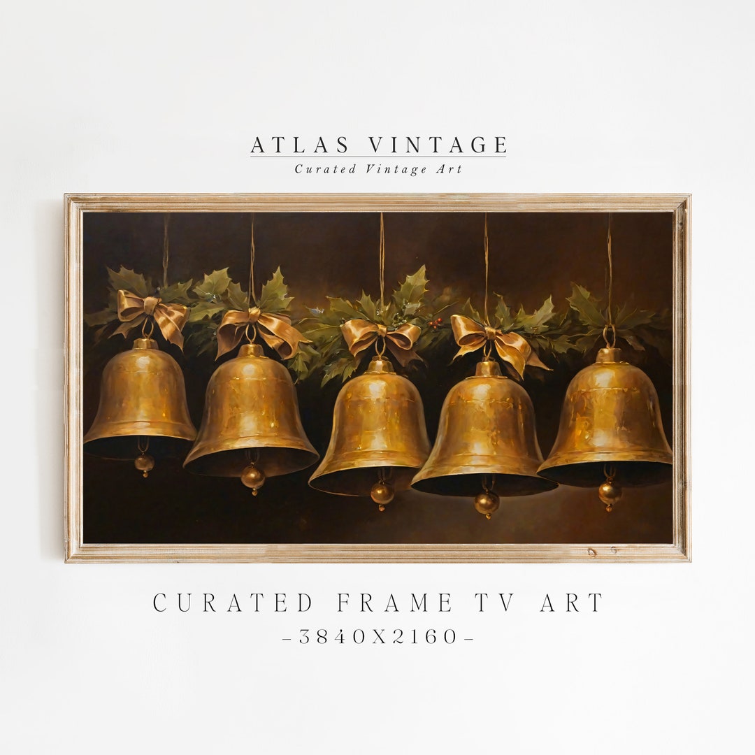 Antique Christmas Bells Frame Tv Art, Rustic Samsung Frame Tv Art ...