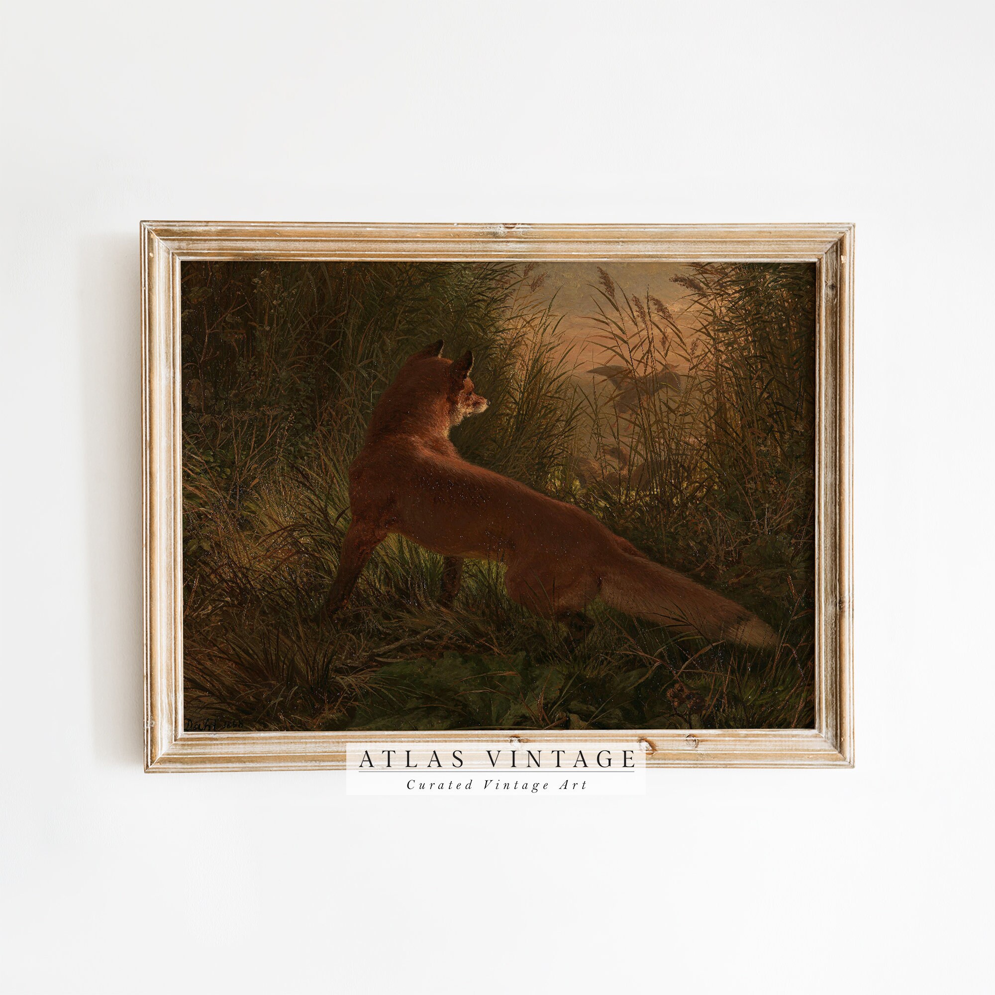 Vintage Fox Print Antique Fox Oil Painting Farmhouse Wall Art Nursery ...