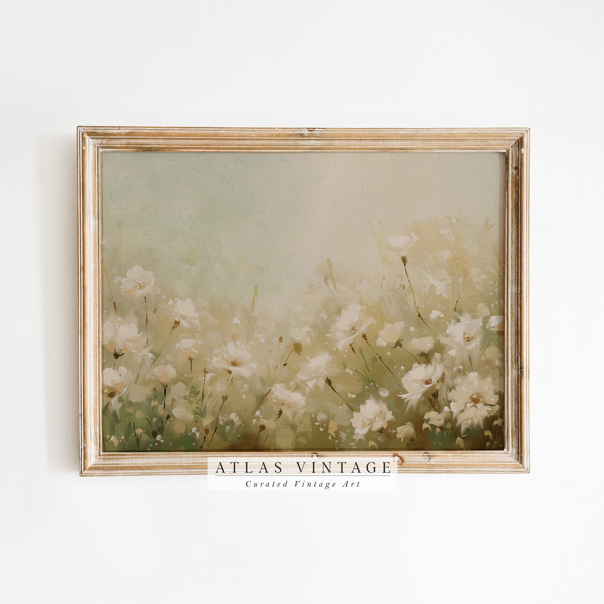 Vintage Spring Flower Field Print, Summer Wildflower Antique Oil ...
